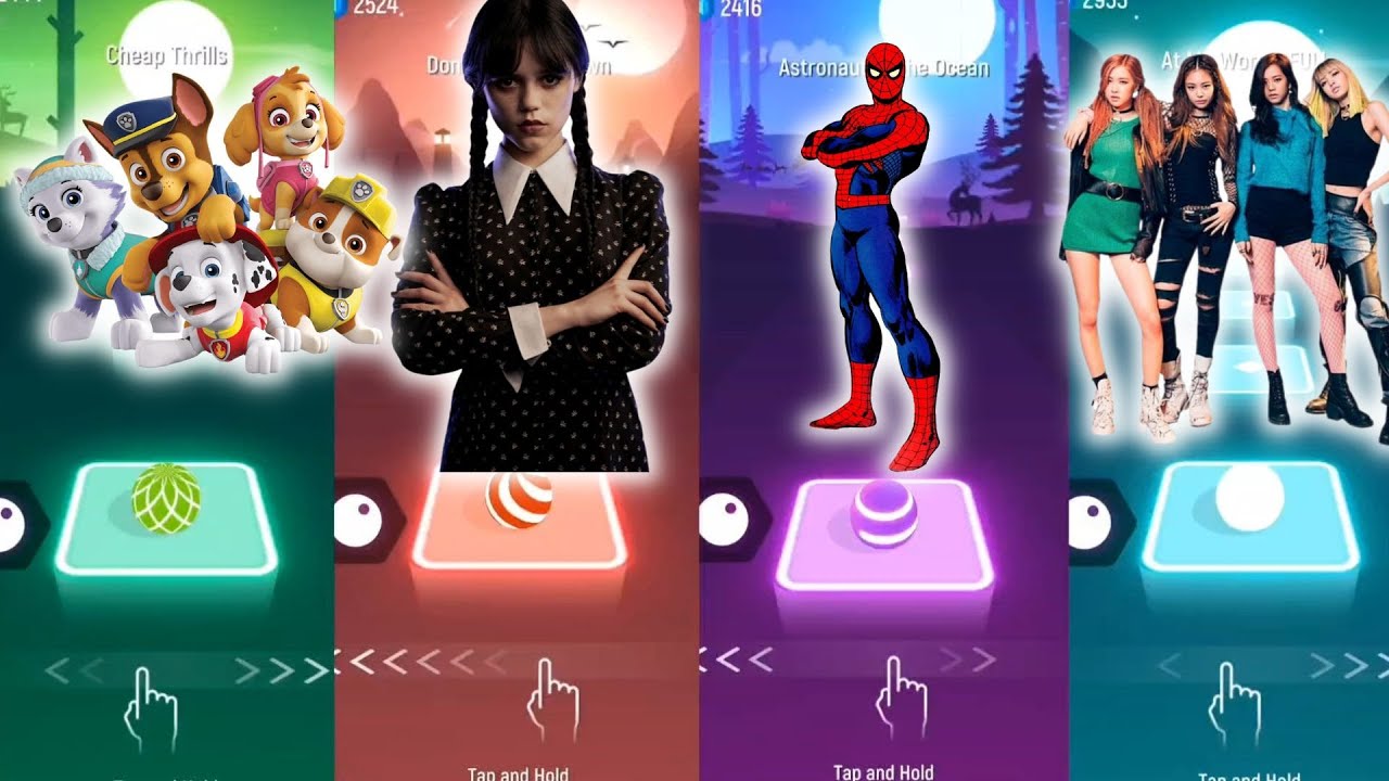 Paw Patrol vs Wednesday Addams vs Spider Man Black Pink Tiles Hop Edm ...