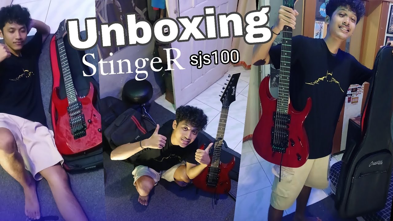 unboxing gitar elektrik stinger sjs100 updown original china - YouTube