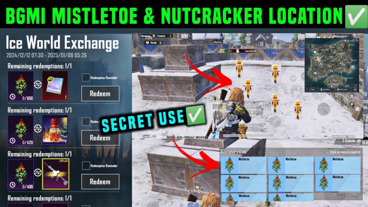 BGMI MISTLETOE LOCATION USE | NUTCRACKER LOCATION BGMI | ICE WORLD ...