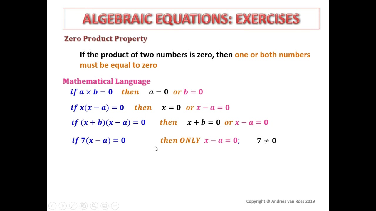 Algebraic Equations Gr9: Solving Zero Product Factors - YouTube