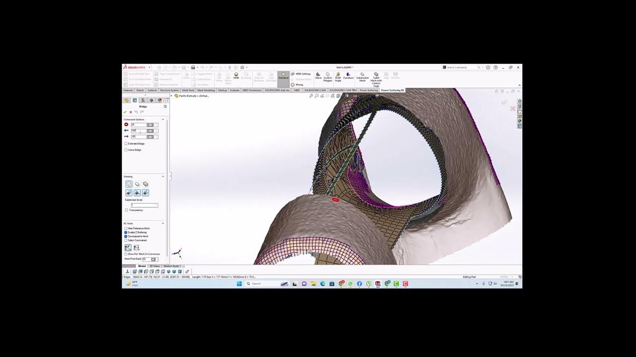 power surfacing 7.1 in solidworks (scan data) reverse engineering part -2 - YouTube