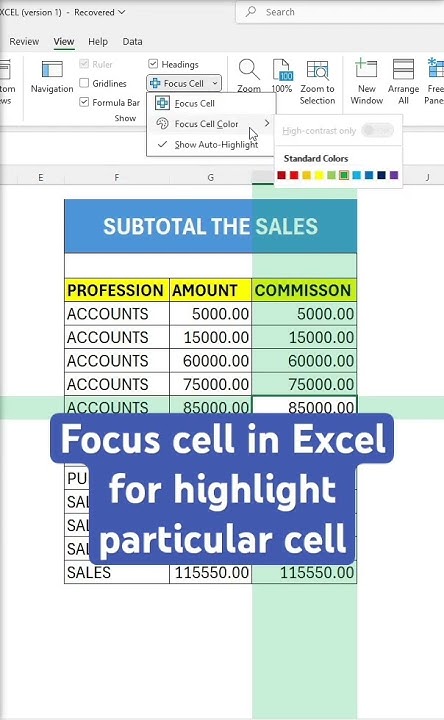 New Excel Update Focus Cell Excelshorts Focus Shorts Youtube