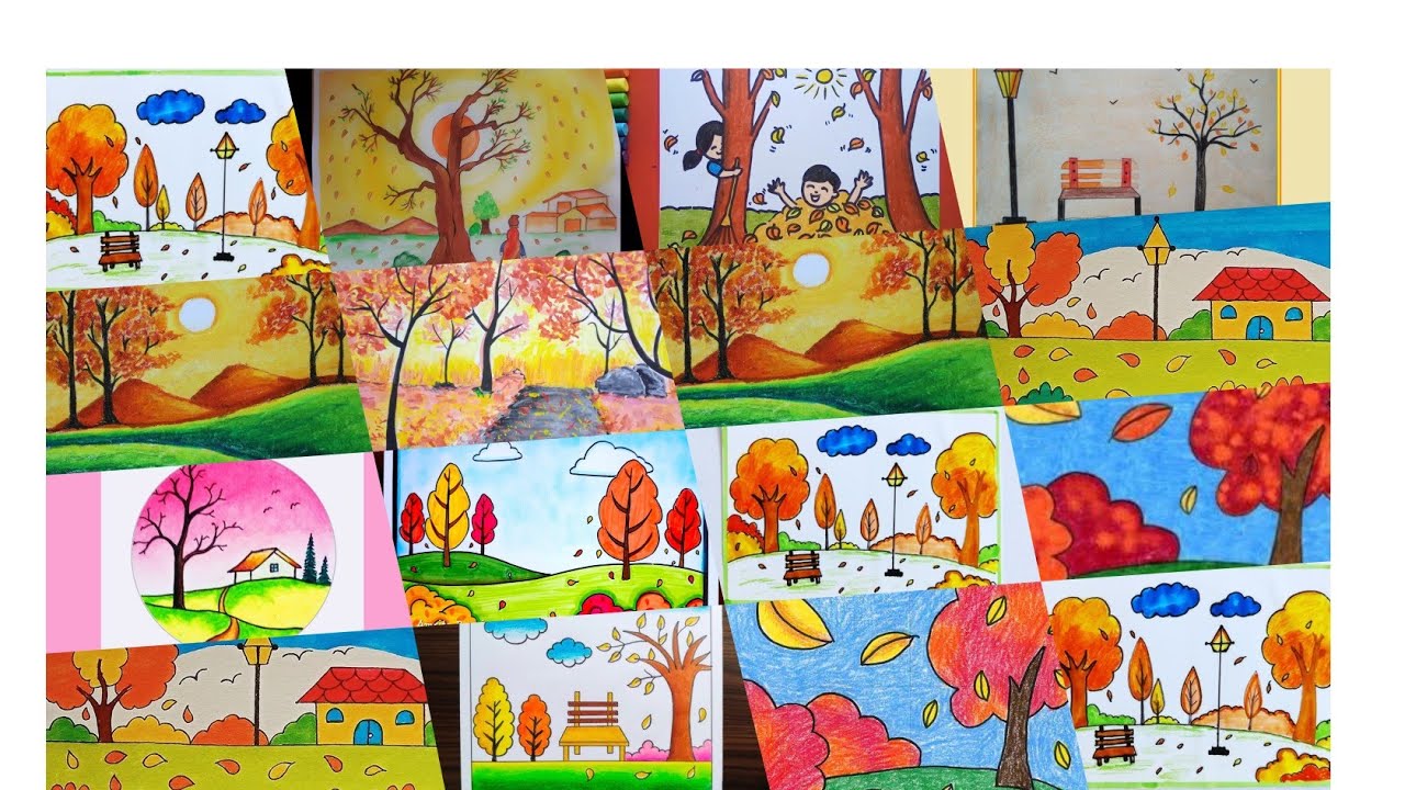 Autumn Season Drawing | Easy and Simple Autumn Season Drawing | Type of ...