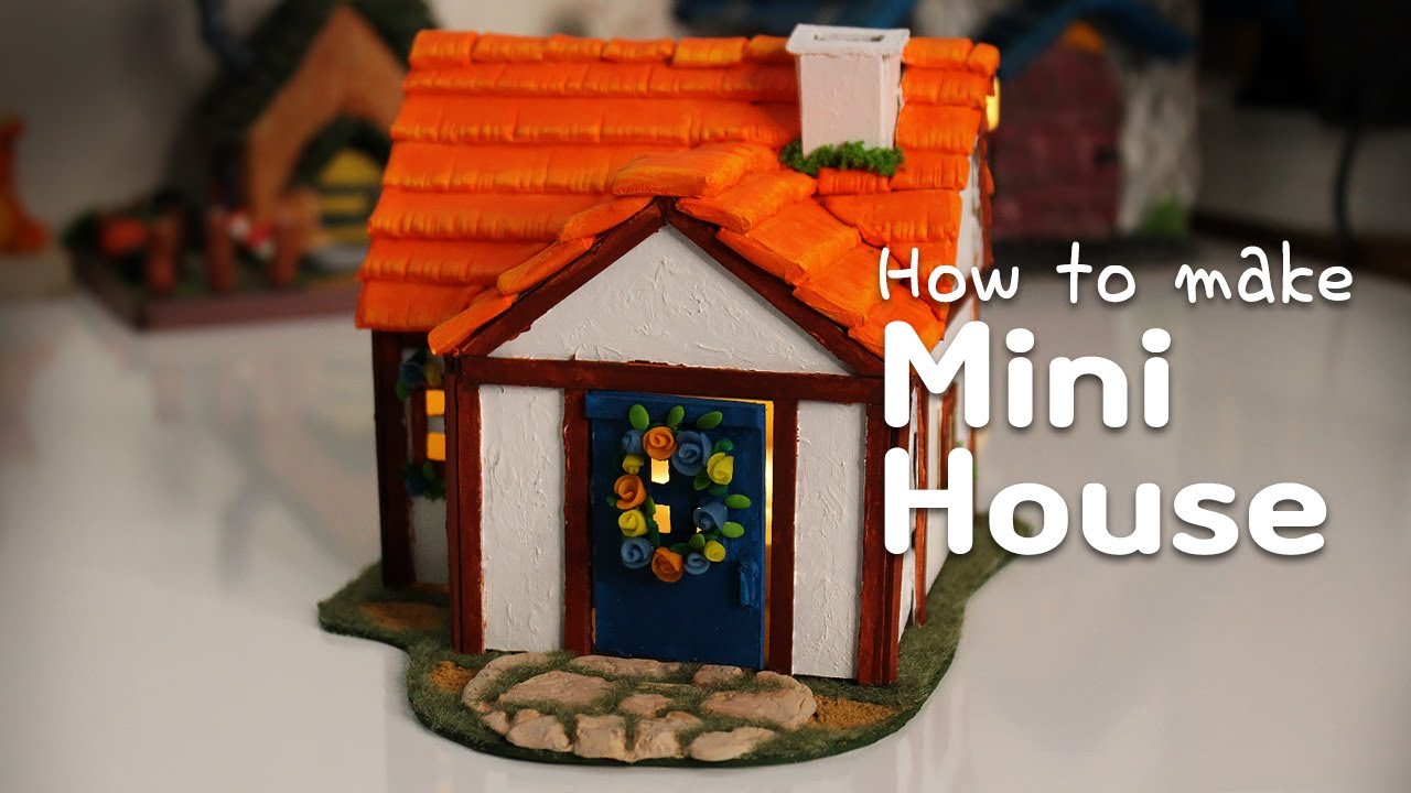 How to make miniature house with cardboard, clay - 미니어쳐 집 만들기 - YouTube