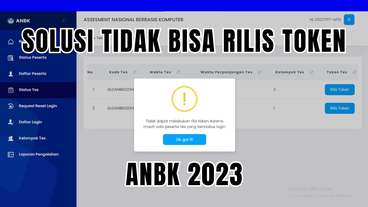 SOLUSI TIDAK BISA RILIS TOKEN ANBK 2023 - YouTube