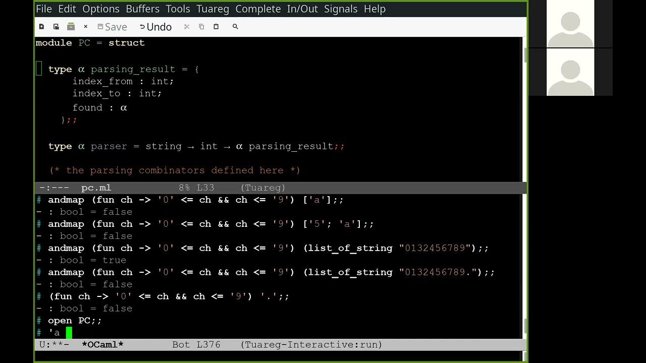 The parsing combinators package I wrote in ocaml - YouTube