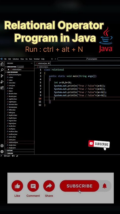 program of relational operator in Java | #shorts #youtube #ytshorts #trending #youtubeshorts # ...