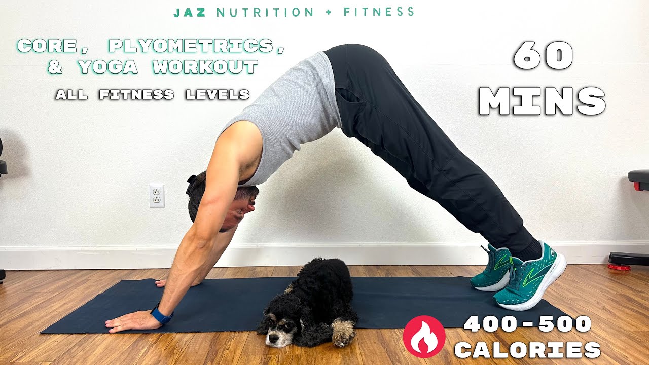 60 Min Core, Plyometrics, & Yoga Workout for All Fitness Levels | 🔥 400 ...