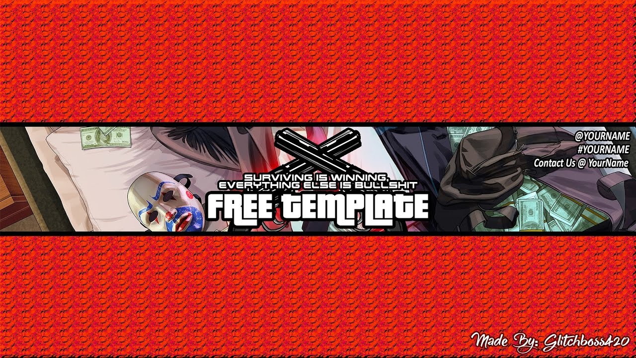 Photoshop: **FREE** GTA 5 Style YouTube Banner Template PSD + Direct ...