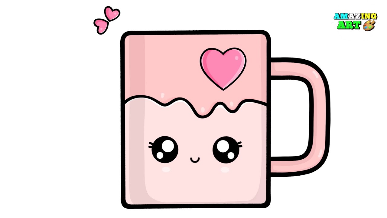 Draw Mug Easy Step by Step | Draw Cute a Mug | How to draw a cute Mug ...