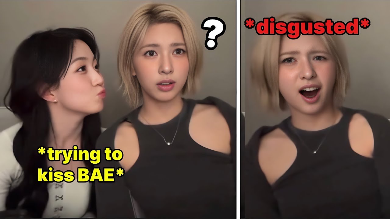 NMIXX BAE hilarious reaction when HAEWON trying to kiss her - YouTube