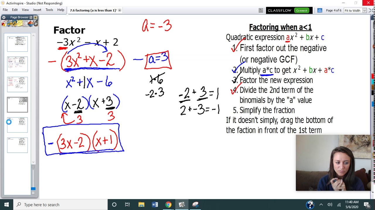 Factoring (a is less than 1) Part 2 - YouTube