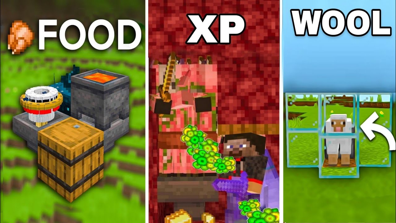 Minecraft: 3 Must Have Farm For Survival Your World ( Xp /Food/Gold ...