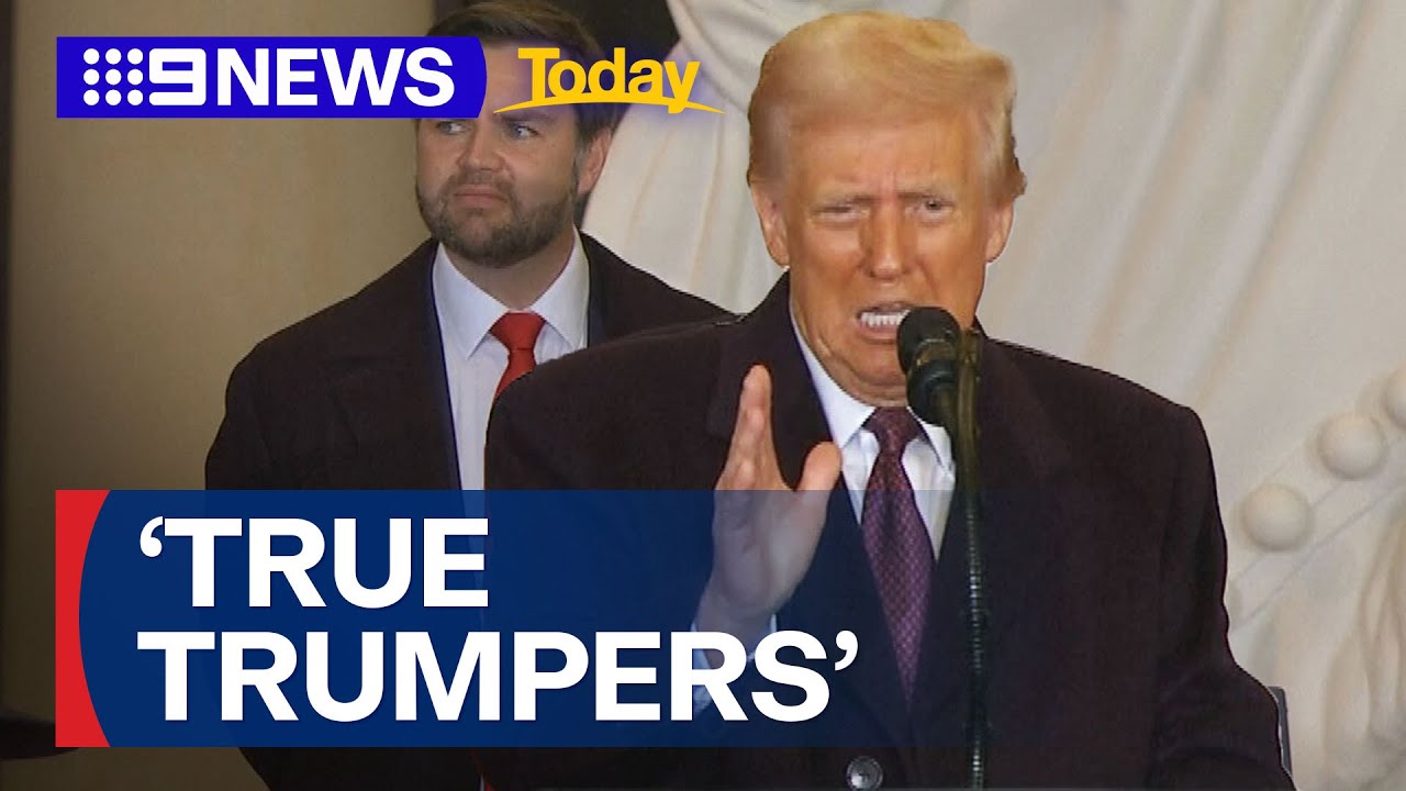 President Trump's unscripted speech to his 'true Trumpers' | 9 News ...