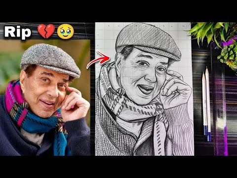 RIP 🥺💔 Dharmendra ji Drawing Outline, Dharmendra Deol Art Tribute ...