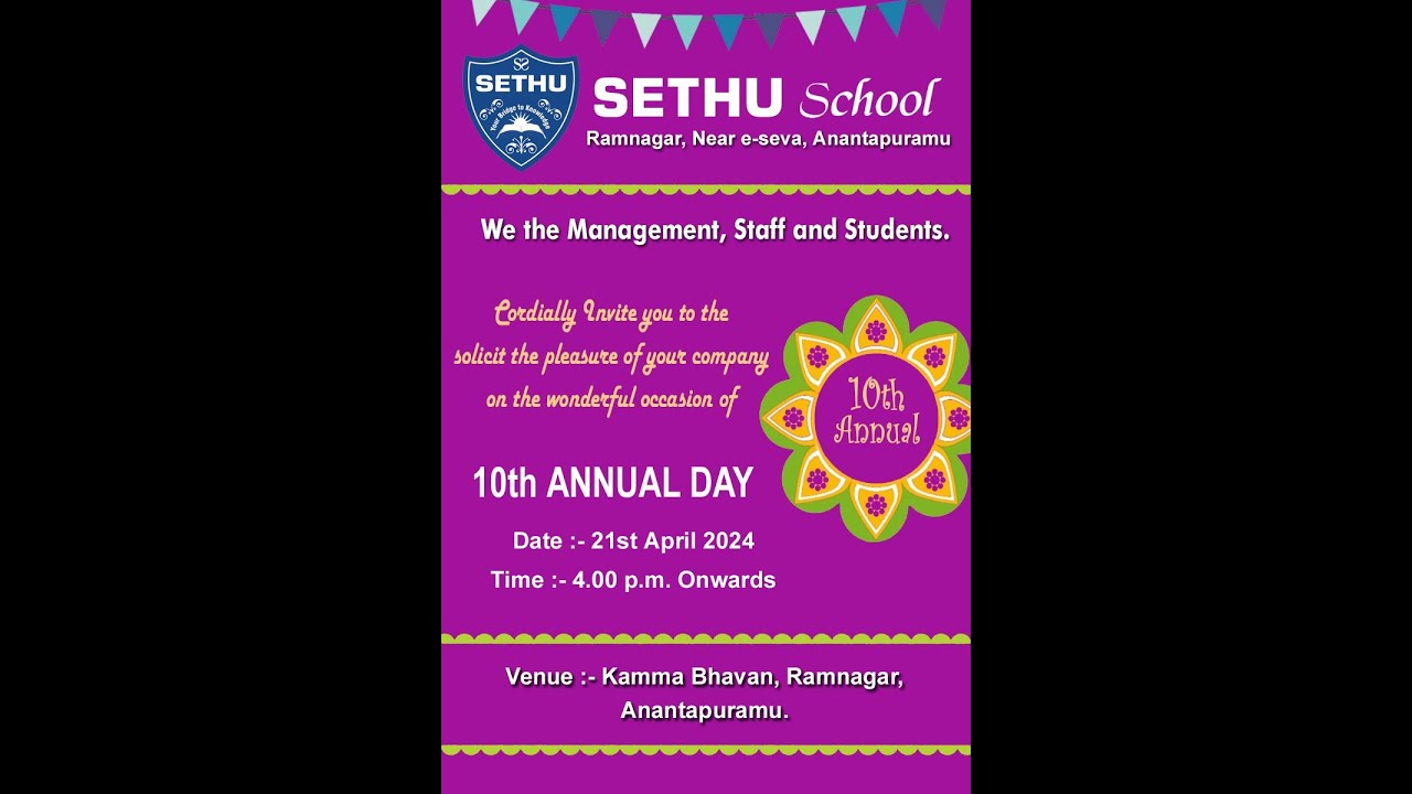 SETHU School 10th Annual Day Celebrations - YouTube