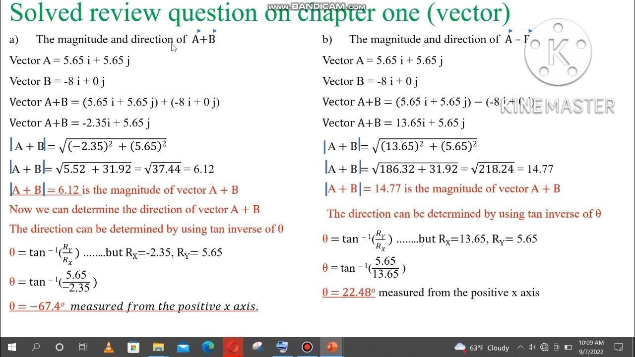 Example 1 Vector review questions Lecture 11 | Amharic lecture - YouTube