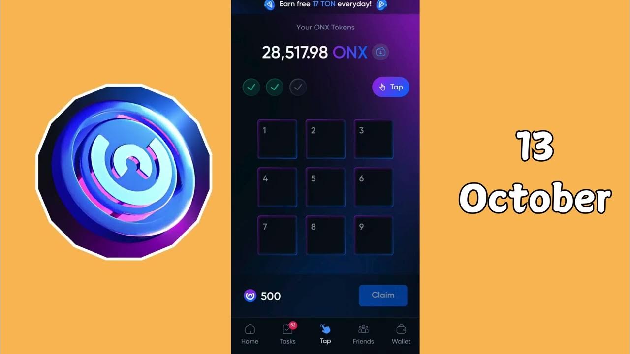 ONUS Daily Code Today 13 October | ONUS Tap Tap Tap Daily Code | ONX Daily Code | $ONX Coin ...