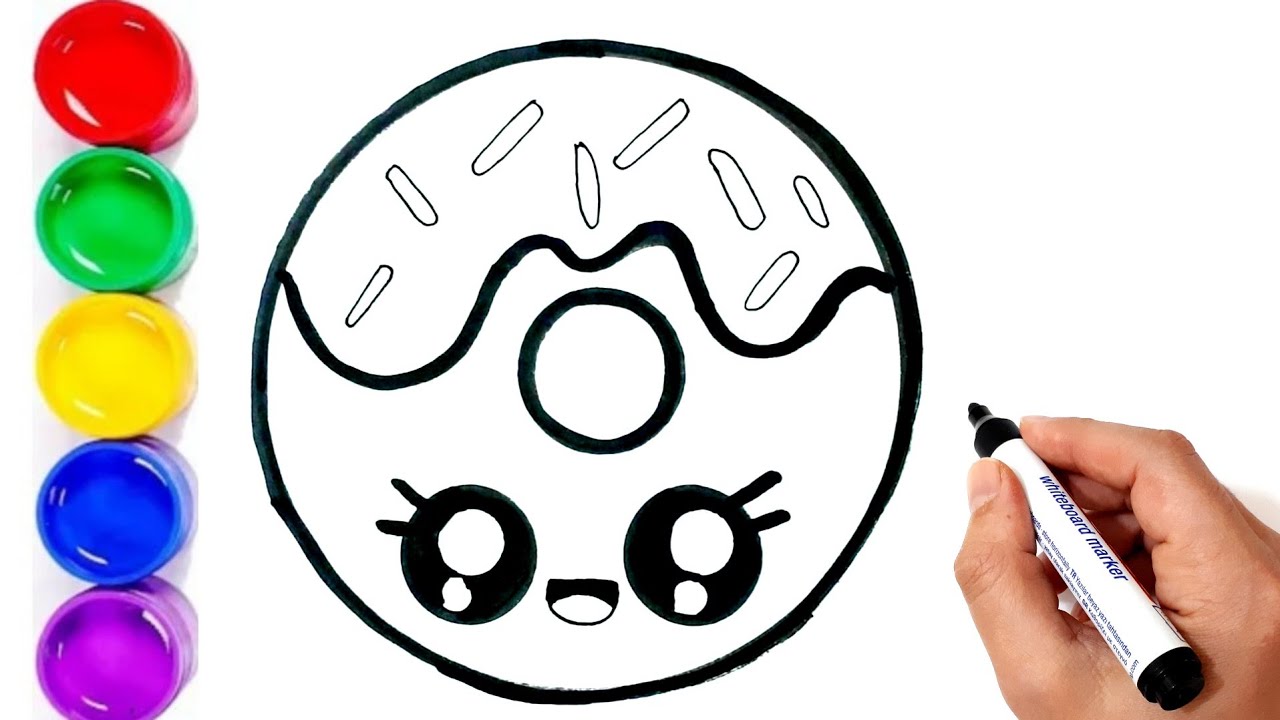 Donut Çizme Ve Boyama | Kolay Resim Çizme Ve Boyama | Donut | Kolay ...