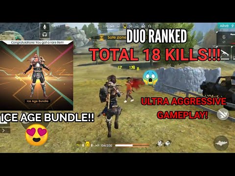 FREE FIRE//NEW ICE AGE BUNDLE IN FREE FIRE // FIRST MATCH//DUO RANK//18 ...