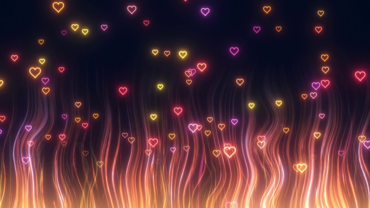 Aesthetic Neon Light Hearts Flying Background Video Seamless Loop ...