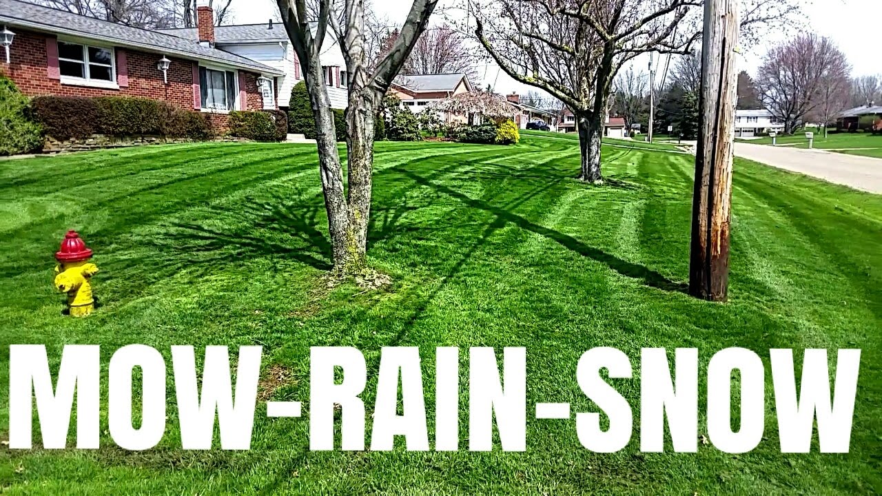 Mowing Raining Snowing, Lawn Care crazy day just trying to work! - YouTube