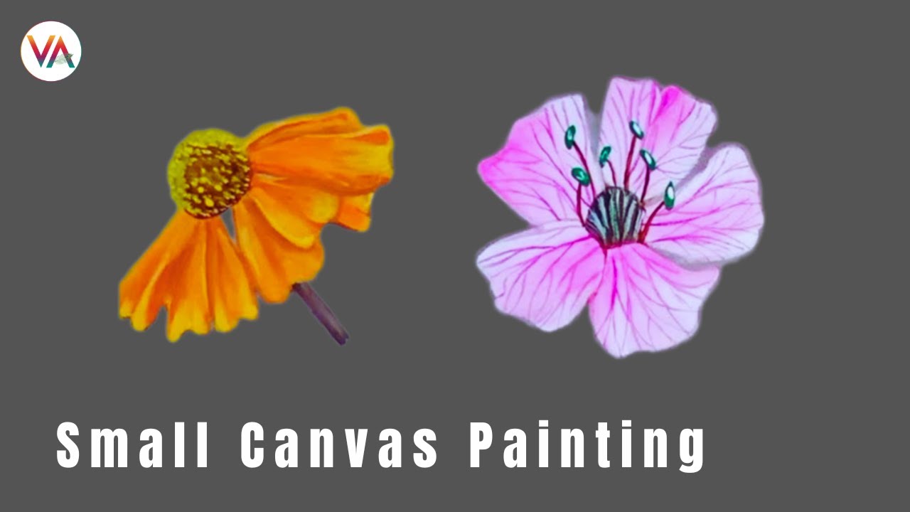 ⚪Mini Canvas Flower Painting | Miniature Art With Acrylics | Easy ...