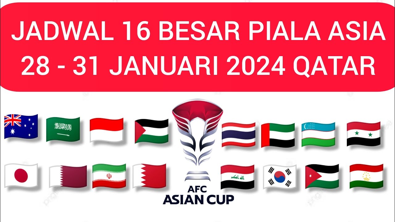 JADWAL DAN BAGAN 16 BESAR PIALA ASIA 2024 ~ Indonesia vs Australia AFC ...