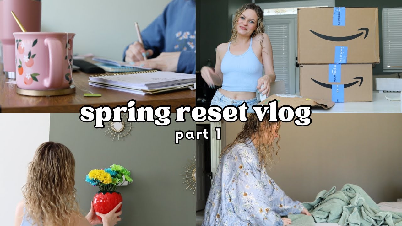 spring reset vlog - part 1 | revisiting new years goals, living room ...