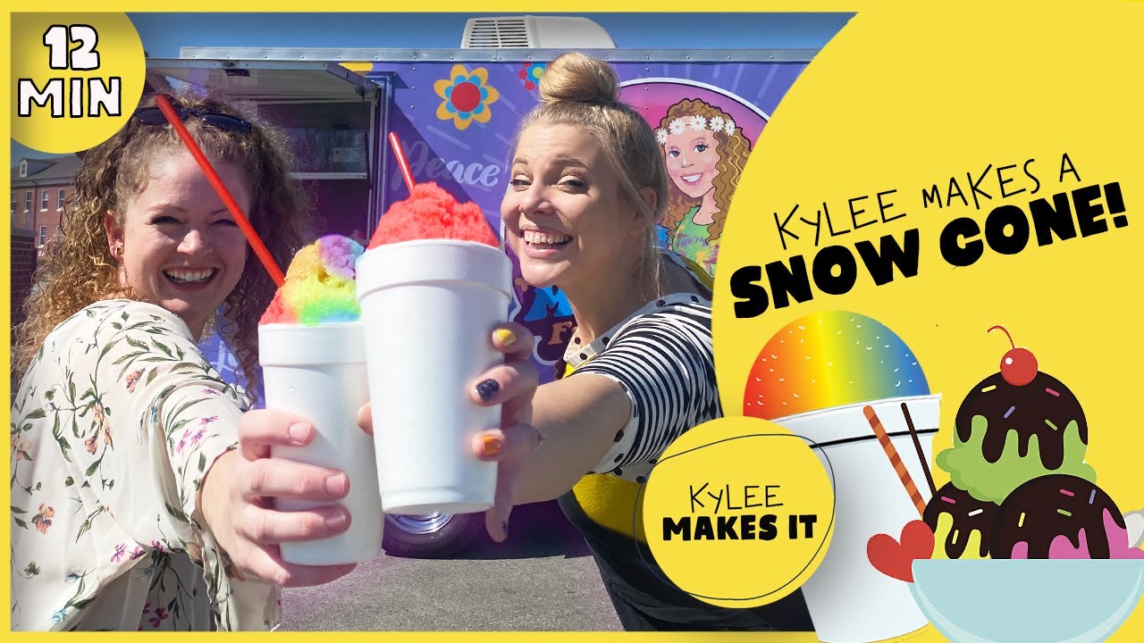 Kylee Makes a Snow Cone! See Inside an Ice Cream Truck and Learn How to ...