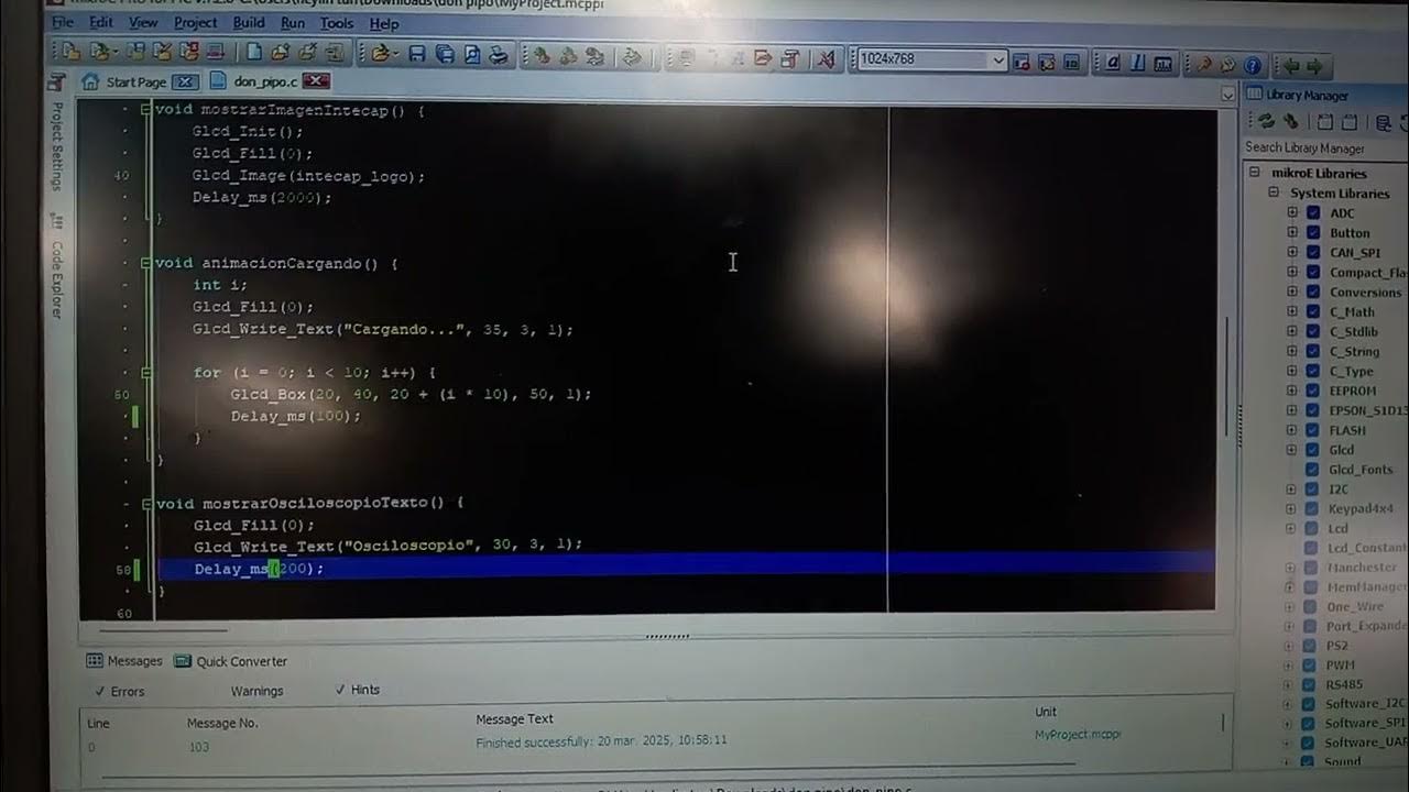 Programación del osciloscopio en lenguaje C (mikro c) - YouTube