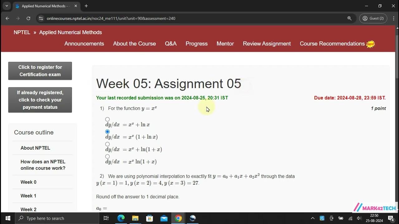 NPTEL Applied Numerical Methods Week5 Assignment5 Solution JULY 2024 - YouTube