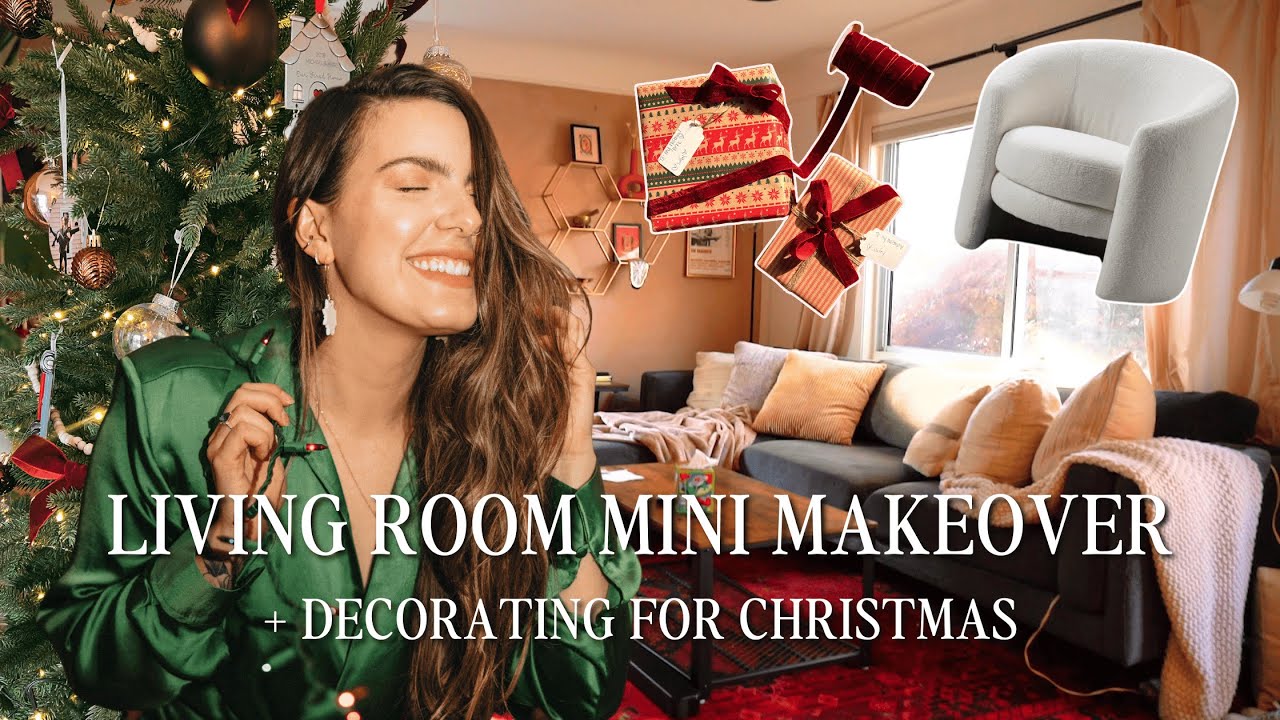 MINI LIVING ROOM MAKEOVER: Decorating for Christmas + adding upgrades ...