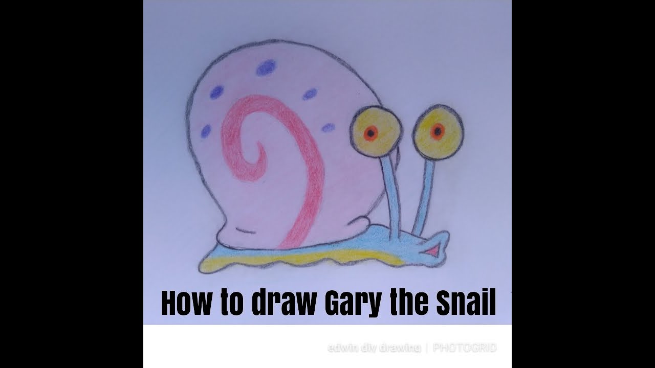 SpongeBob SquarePants- Gary the Snail Drawing Step by step tutorials - YouTube
