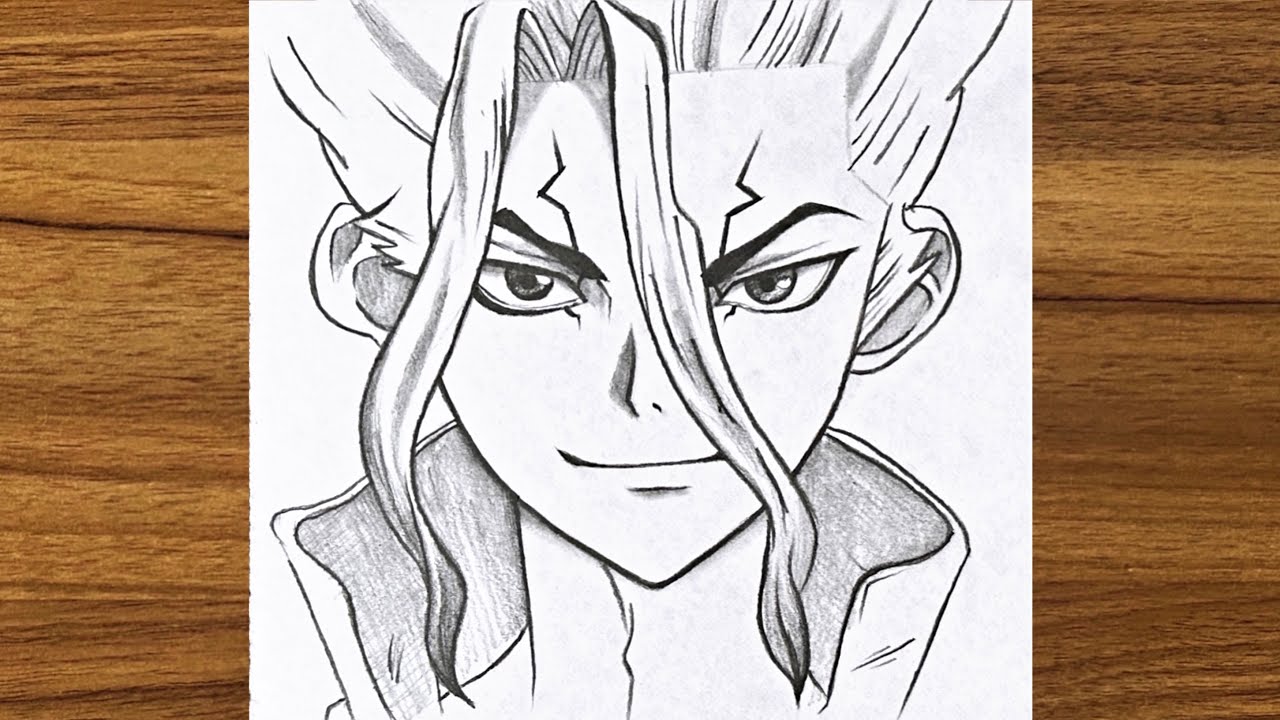 How To Draw Senku Ishigami From Dr Stone Senku Drawing Step By Step Easy Anime Drawing