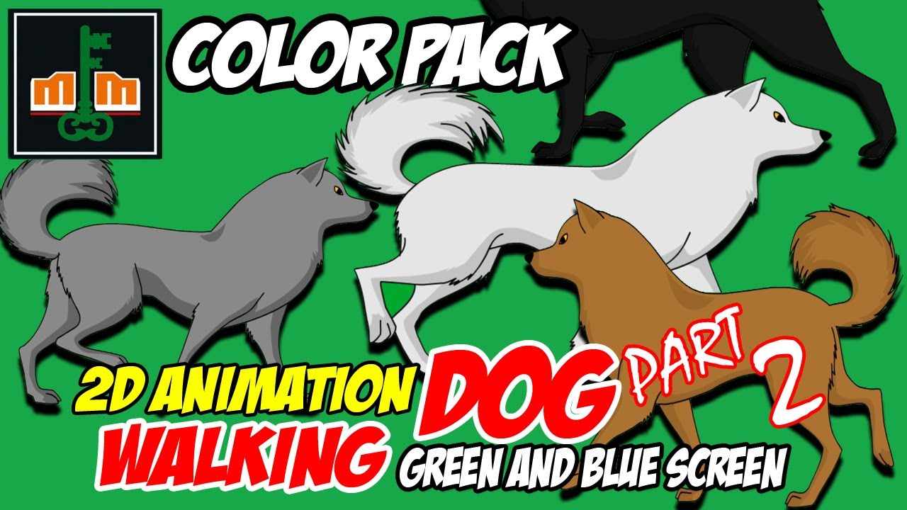 WALKING DOG 2D ANIMATION COLOR PACK GREEN AND BLUE SCREEN PART 2 - YouTube