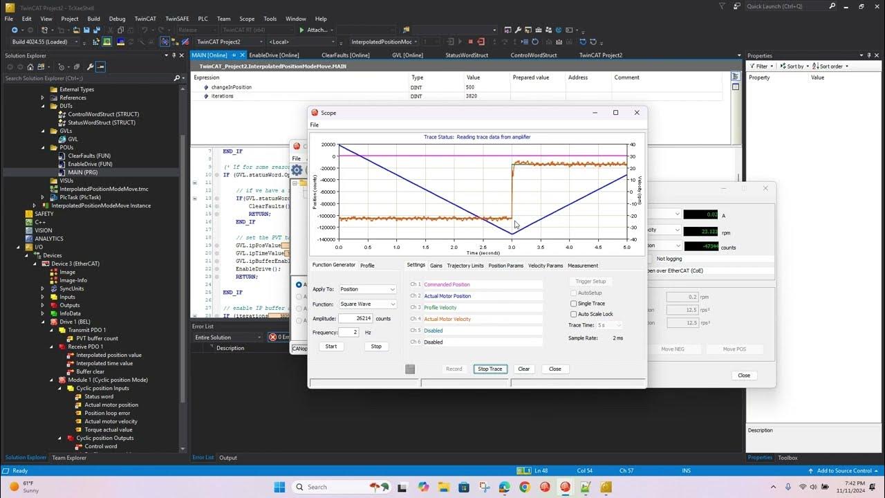 TwinCAT Structured Text PLC Program: Making IP Moves (DS402 Protocol) - YouTube