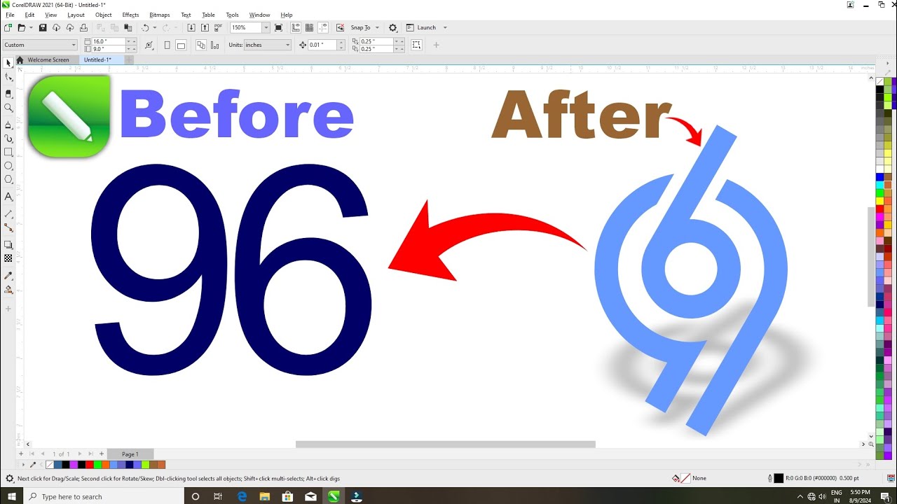 Number 96 Logo Design ideas in Coreldraw || coreldraw logo design - YouTube