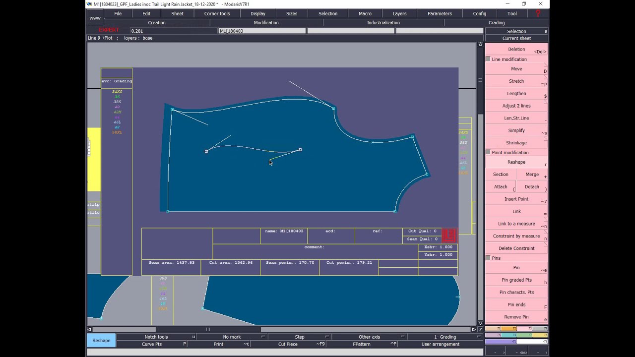 lectra modaris tools [70] F3 line modification SIMPLIFY||Creating ...
