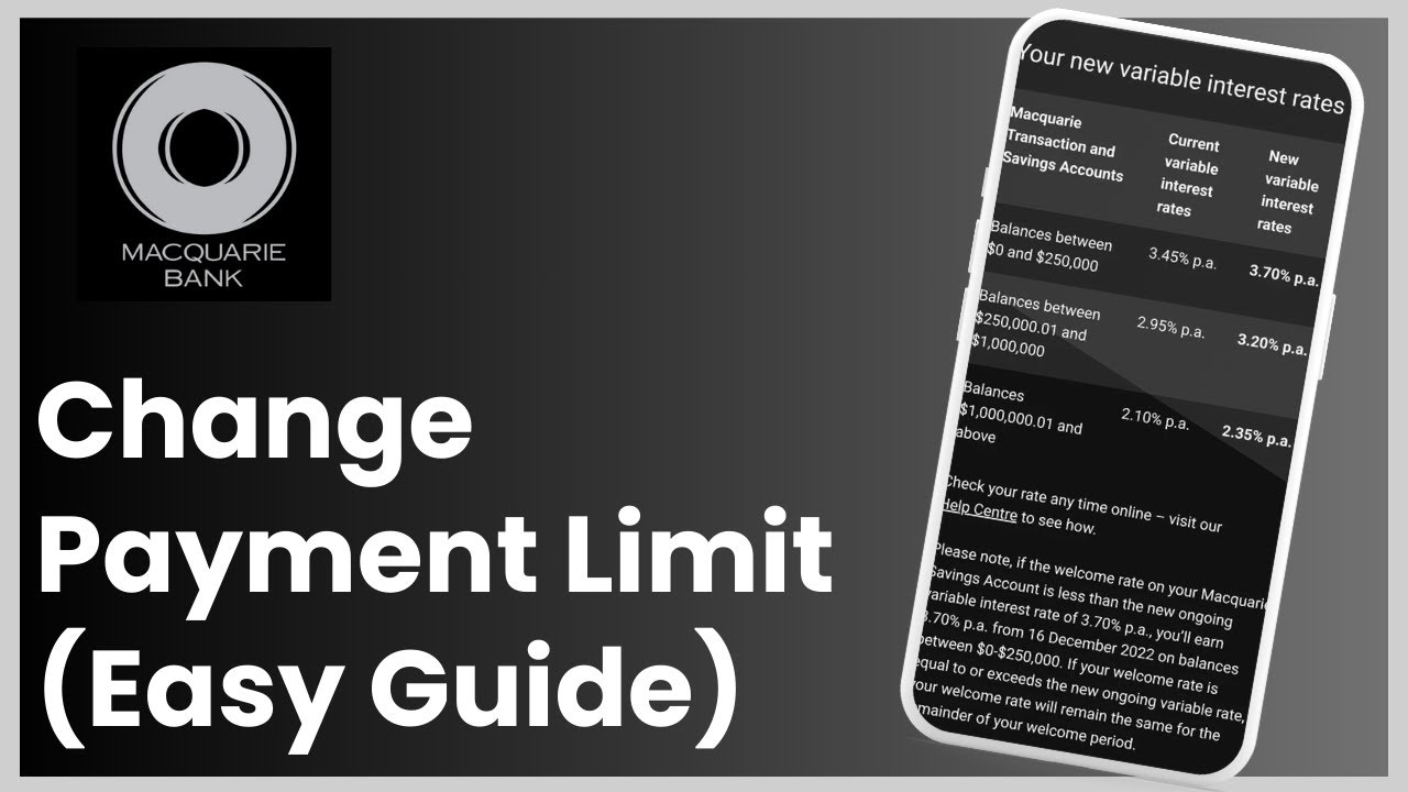 How to change payment limit in Macquarie bank - YouTube