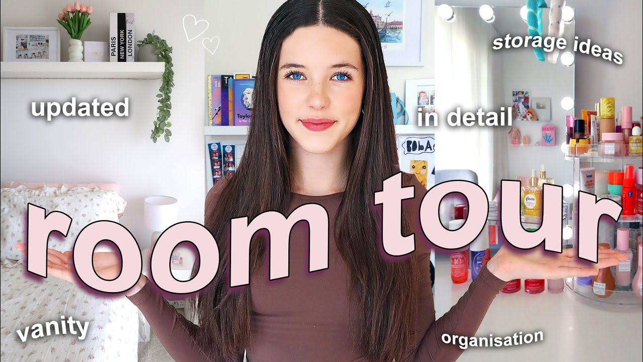 UPDATED ROOM TOUR 🍒 *In Full Detail* aesthetic, makeup vanity, room ...