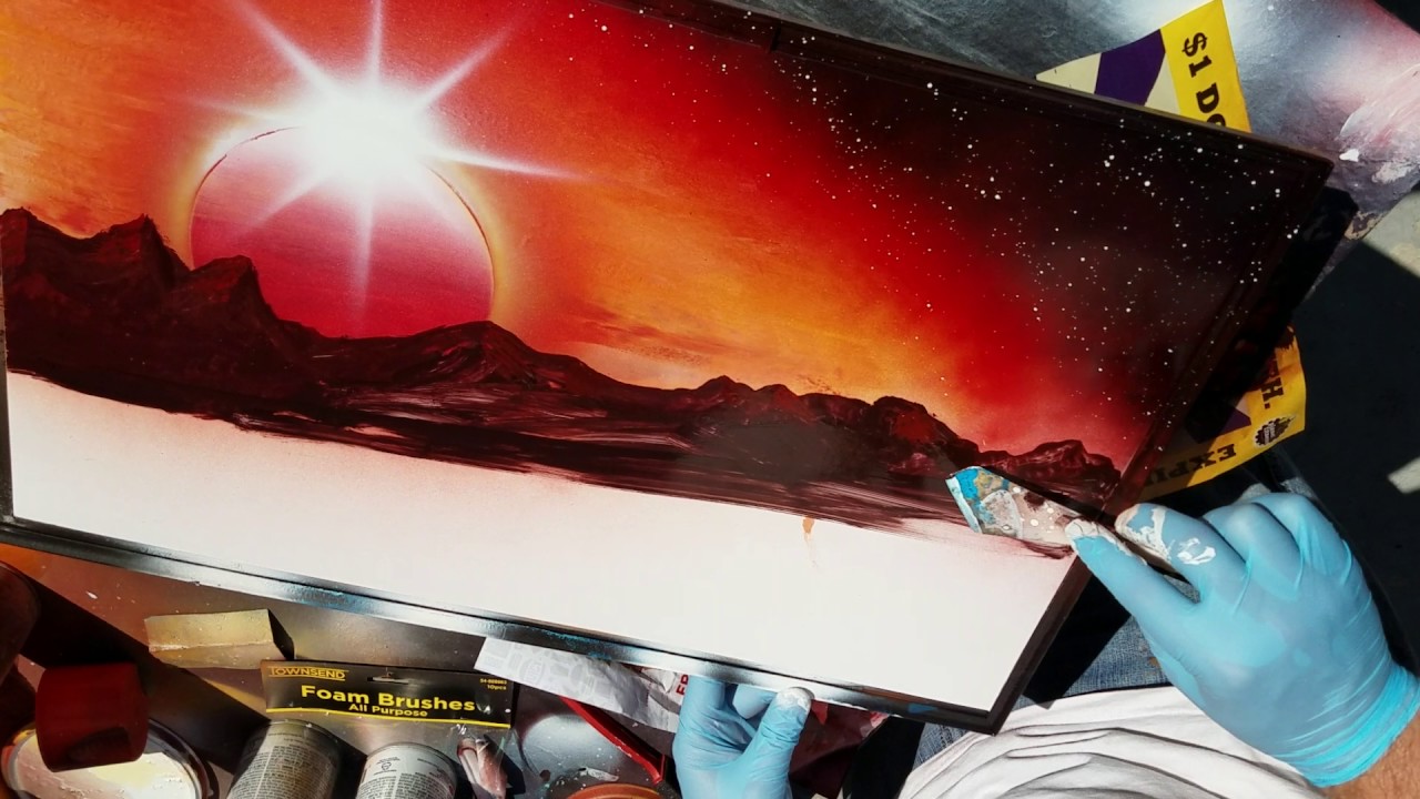 Sunset waterfall spray paint art tutorial hyperlapse 4x speed - YouTube