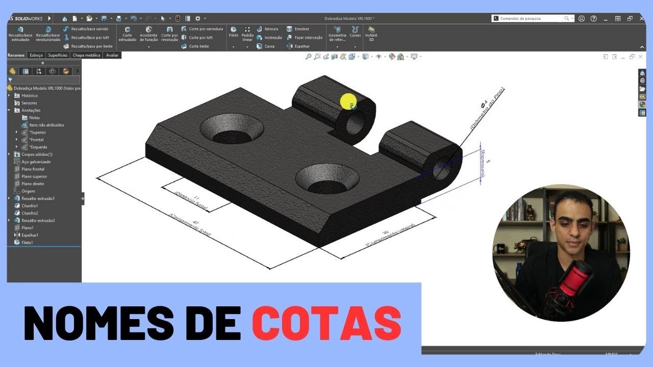 COMO EXIBIR E COLOCAR NOMES NAS COTAS - SOLIDWORKS - YouTube