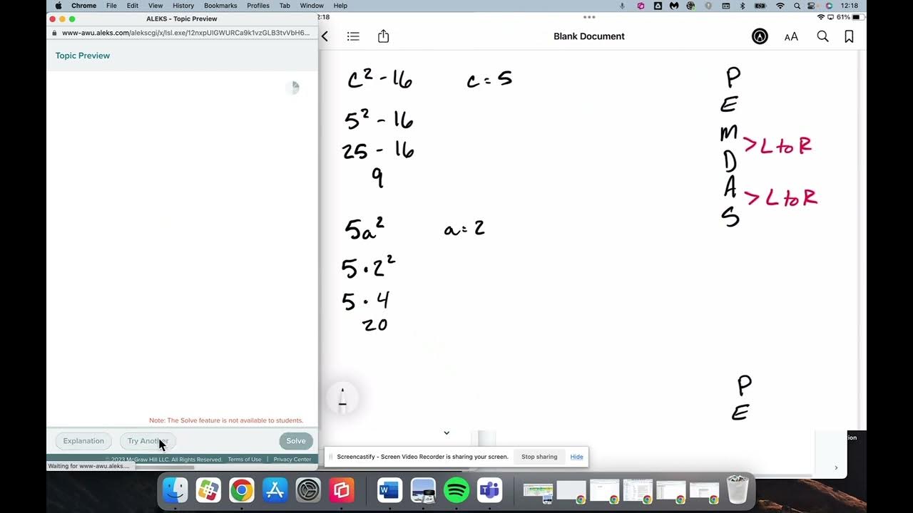 Evaluating an Algebraic Expression: Whole Numbers with One Operation ...
