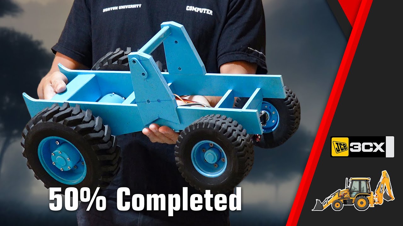 How to make RC backhoe loader JCB 3DX From PVC Pipe 50% completed - YouTube