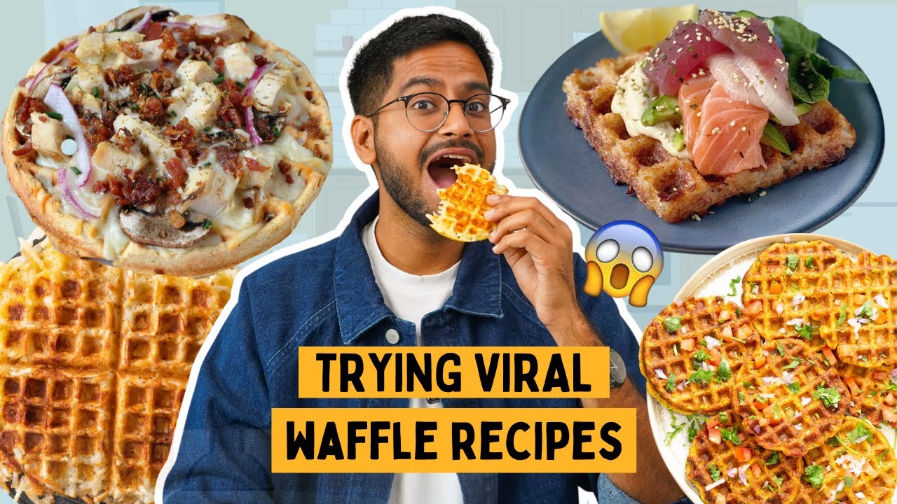 OMG 😱 TRYING OUT VIRAL WAFFLE RECIPES...WAFFLE PIZZA, DOSA, SUSHI ...