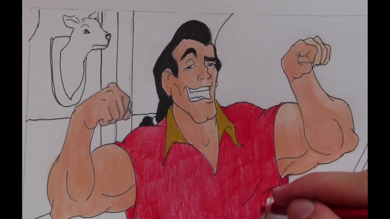 Speed Drawing Gaston from Beauty and the Beast (1991) - YouTube