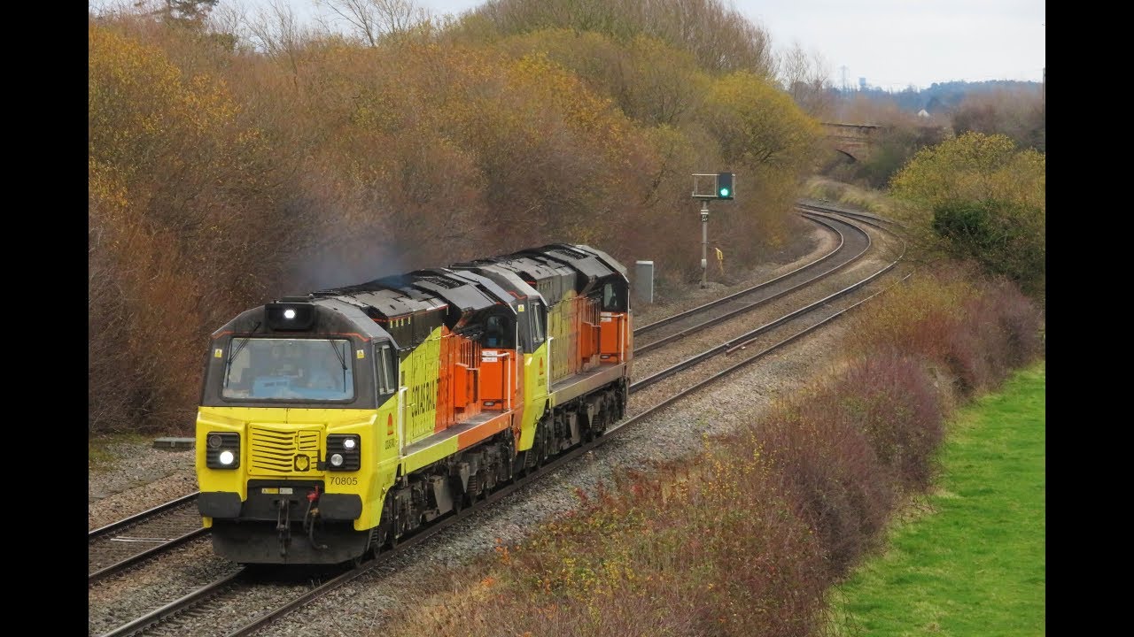 Class 70 Thrash & Clag!! Colas 70805 & 70809 - 0C20, Barrow (Derbs.) 01 ...