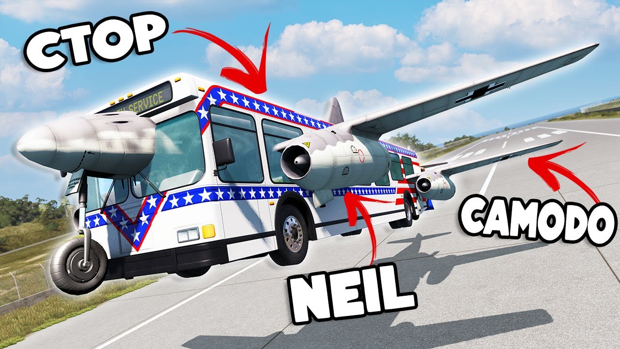 We Made A FLYING ROCKET BUS With 2 JET PLANES In BeamNG Multiplayer w ...