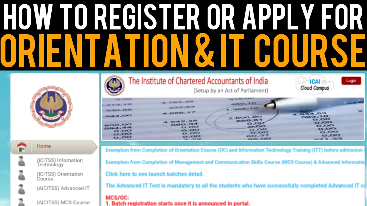 ICAI ICITSS Registration Full Process | How To Register or Apply For ...